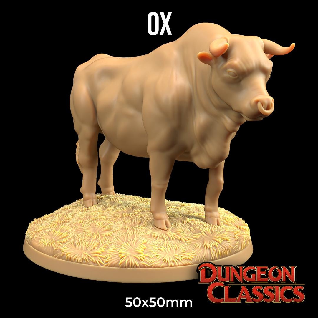 Ox Dnd Mini 3d Printed Dungeon Classics Mini Oxen | the Dragon Trappers ...