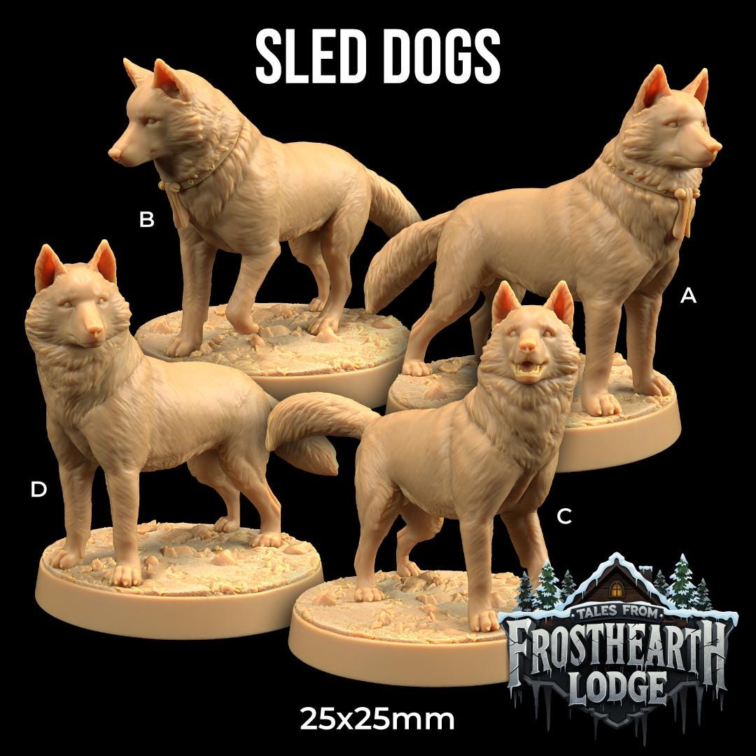 Sled Dog Team Snow Frost Dnd Mini for Dungeons and Dragons Miniature ...