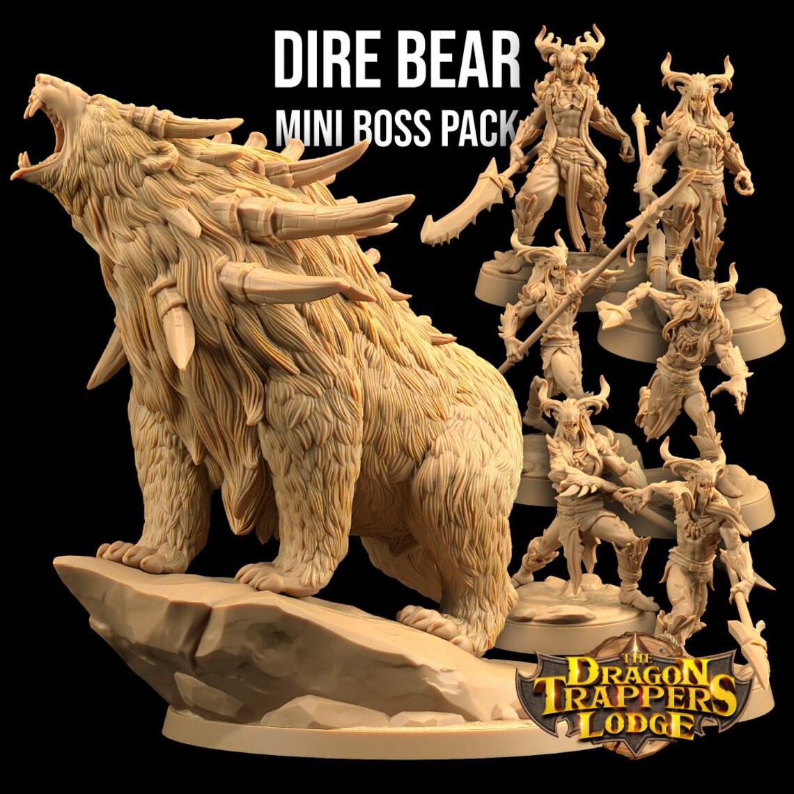 Dire Bear Mini Boss Pack Elf Elves | the Dragon Trappers Lodge | 32mm ...