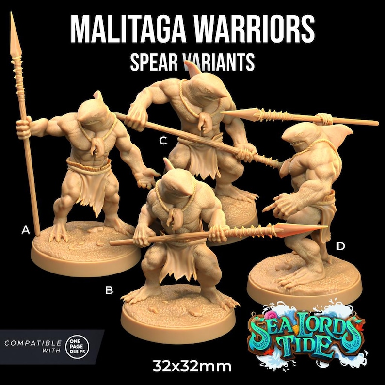 Malitaga Warriors Shark Sea Lords Tide the Dragon Trappers Lodge 32mm ...