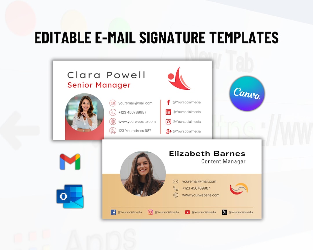 Email Signature Template Canva, Editable Email Signature Design ...