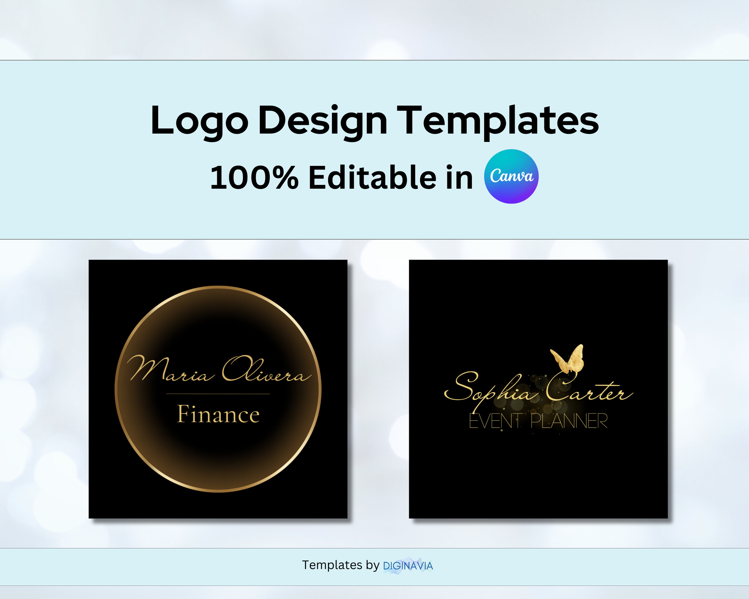 Editable Logo Design Template Black Canva Business Logo Gold ...