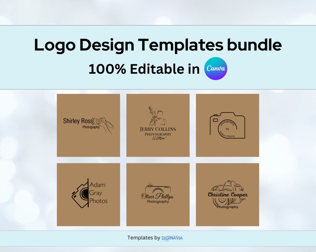 Editable Logo Template Bundle Photography Logo Template Set ...