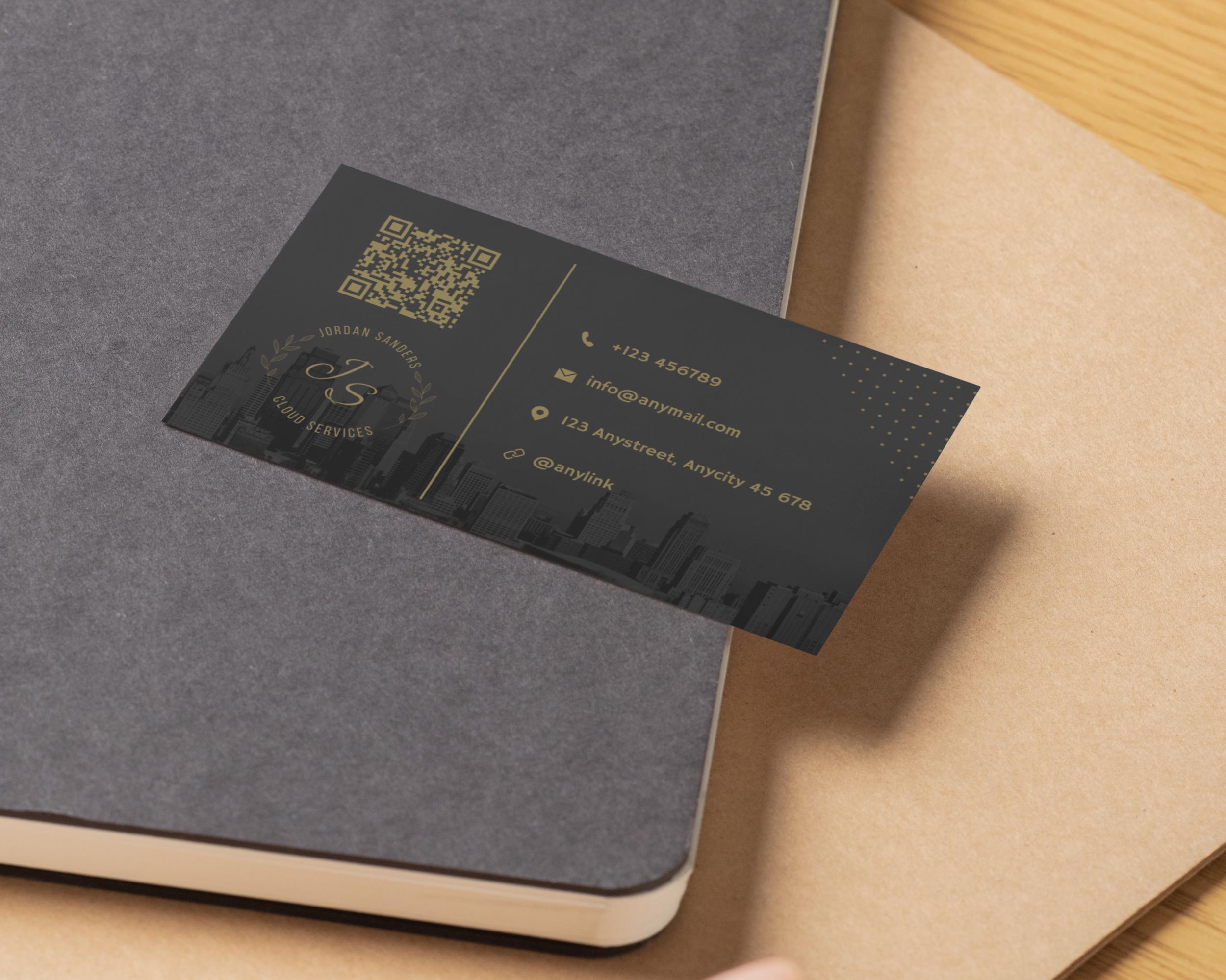 Business Card Design Template QR Code Name Card Template Gold Business ...