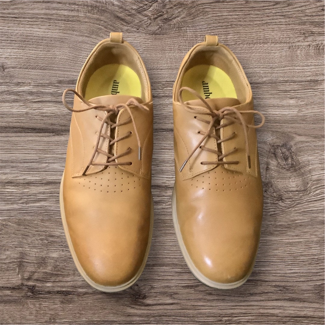 Mens Amberjack Dress Shoes Honey Leather Lace Tie Oxford Loafers Size ...