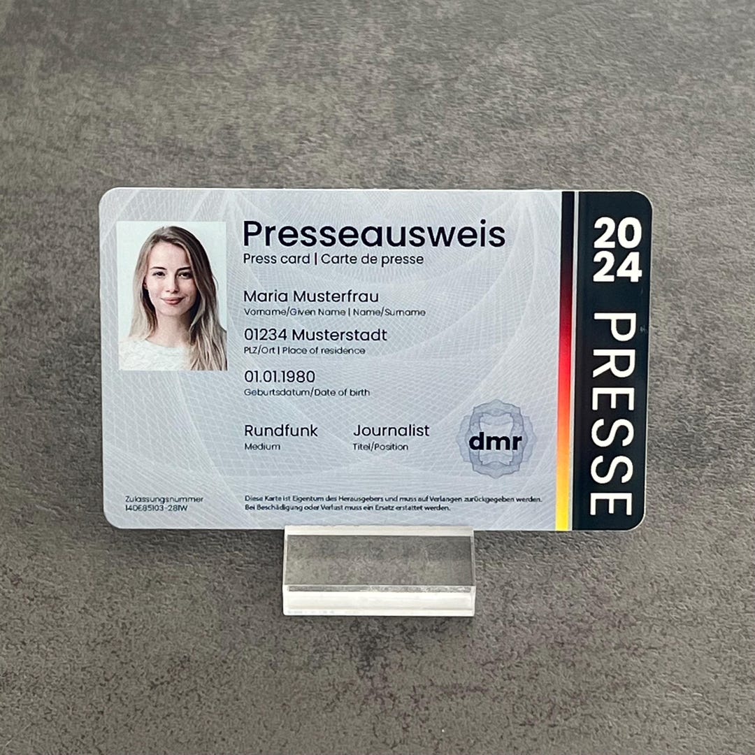 Press Card, Press, ID Card - Personalized, - 2025, Plastic Card, New ...
