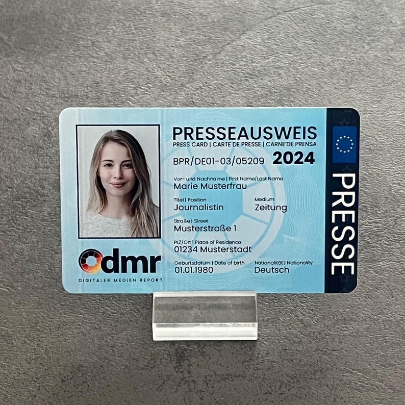 Press Card, Press, ID Card - Personalized, - 2025, Plastic Card, New ...
