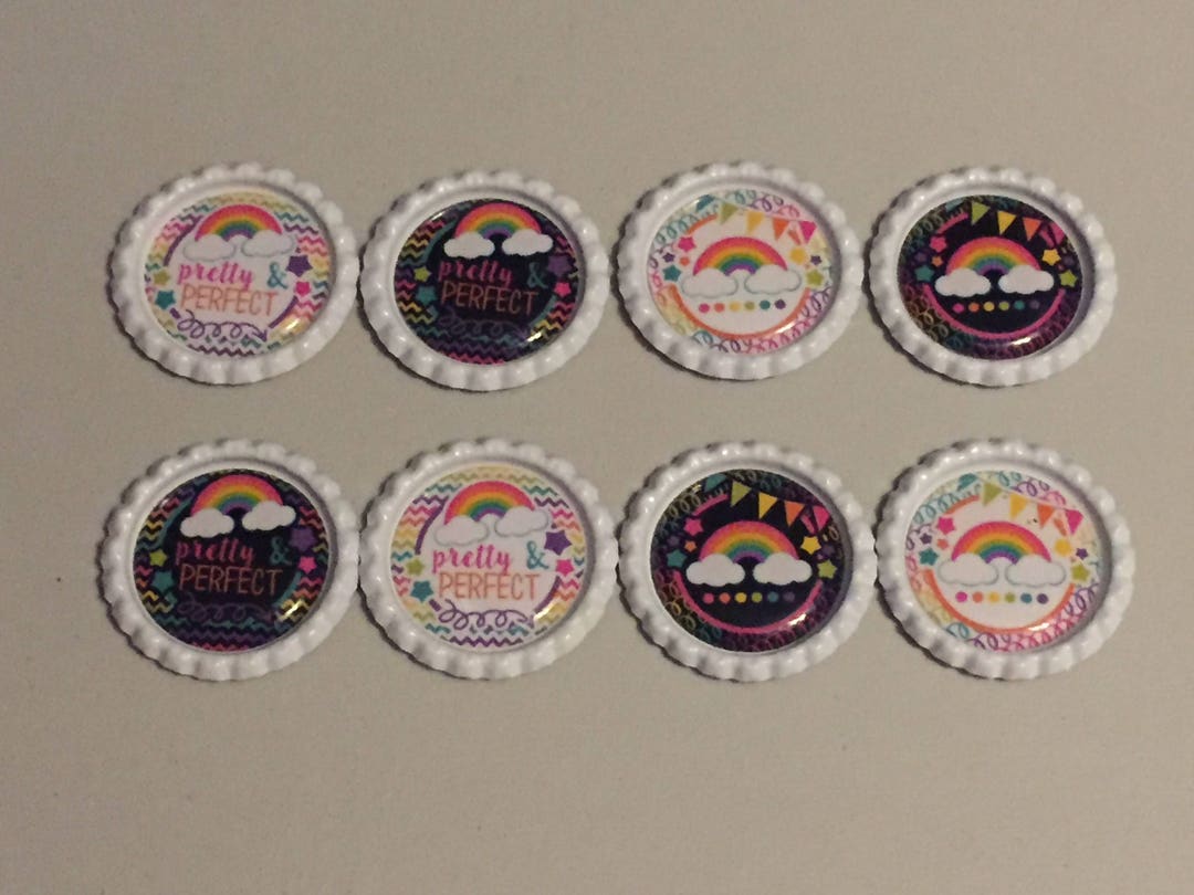 Rainbows Pretty and Perfect Black and White Finished Bottle Caps and ...