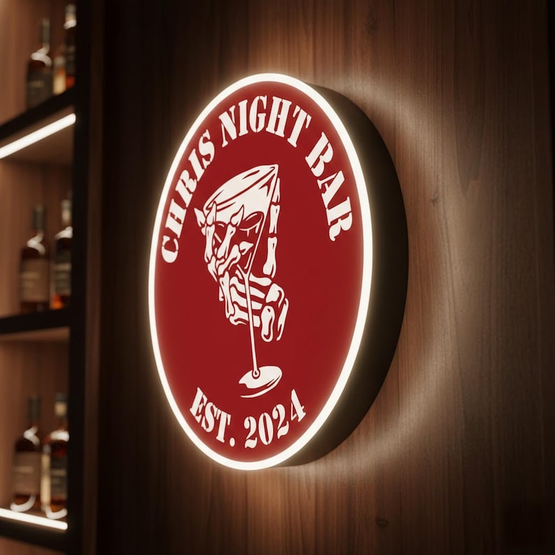 Custom LED Bar Light Box: Personalized Home Bar Decor, Man Cave Gift T3 ...