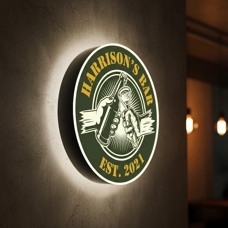 Personalized Bar LED Light Box | Custom Vintage Pub Sign | Man Cave ...