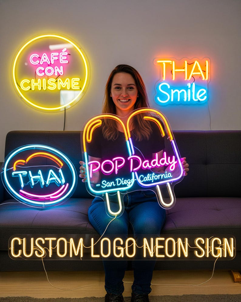Custom Neon Logo Sign, Personalized LED Wall Decor - Etsy