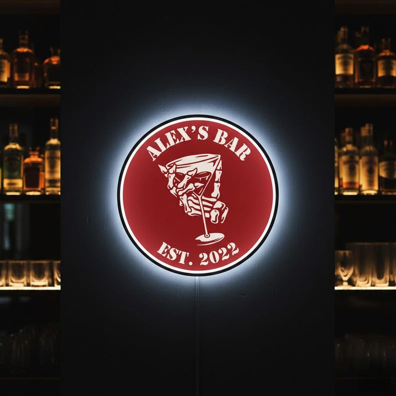Personalized Bar LED Light Box | Custom Vintage Pub Sign | Man Cave ...