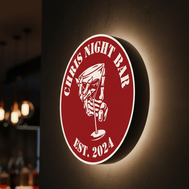Personalized Bar LED Light Box | Custom Vintage Pub Sign | Man Cave ...