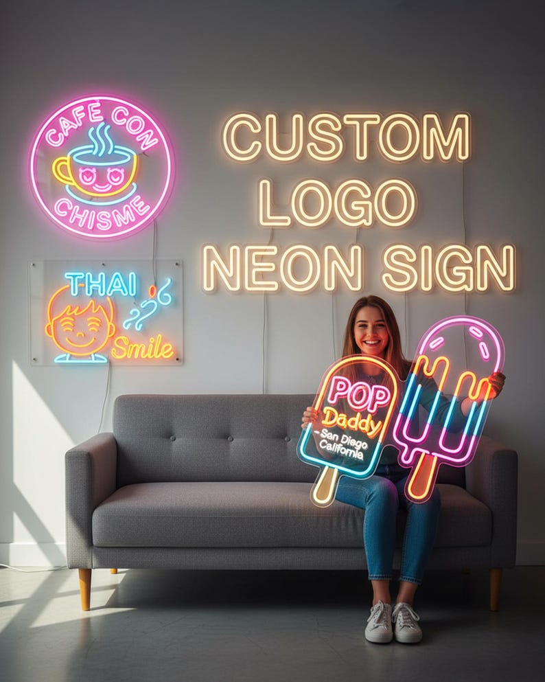 Custom Neon Logo Sign, Personalized LED Wall Decor - Etsy