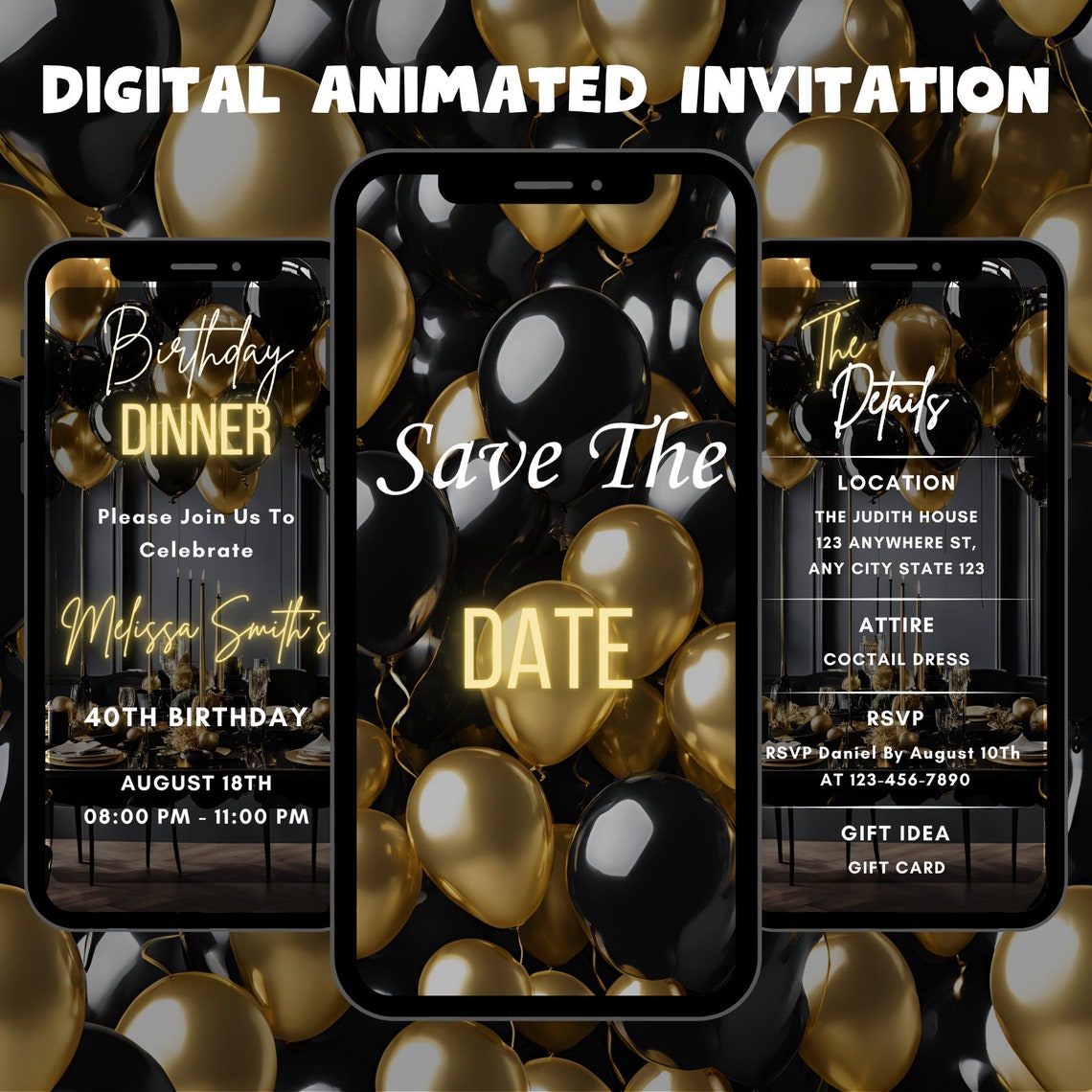 Editable Digital Save the Date Birthday Invitation Template, Surprise ...