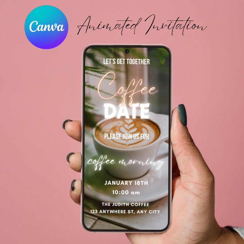 Editable Coffee Meeting Invitation, Animated Coffee Date Meet up Invite ...