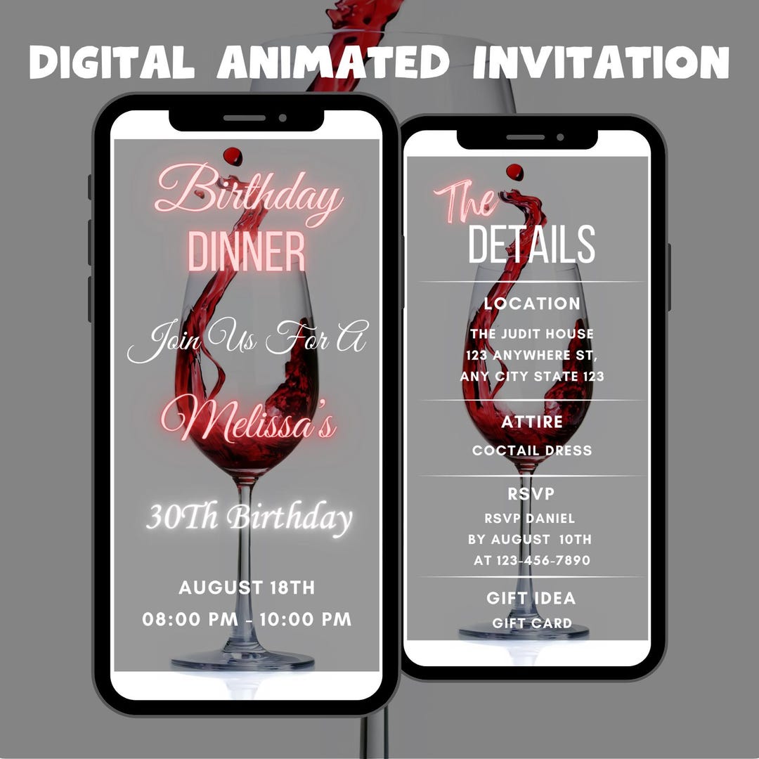 Editable Birthday Dinner Invitation, Digital Birthday Dinner Template ...