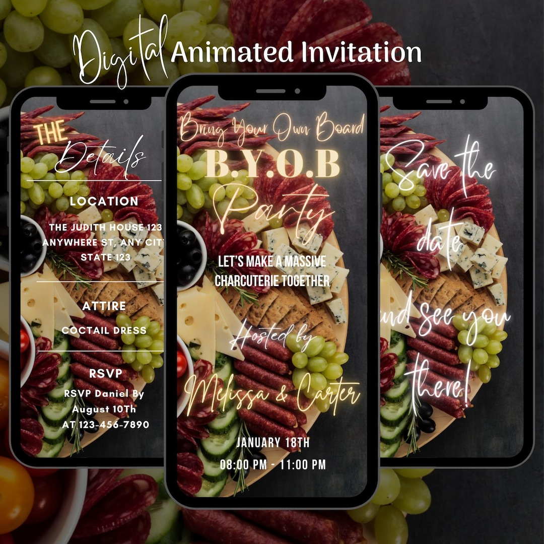 Digital BYOB Party Invitation, Animated Board Party Video Invitation ...