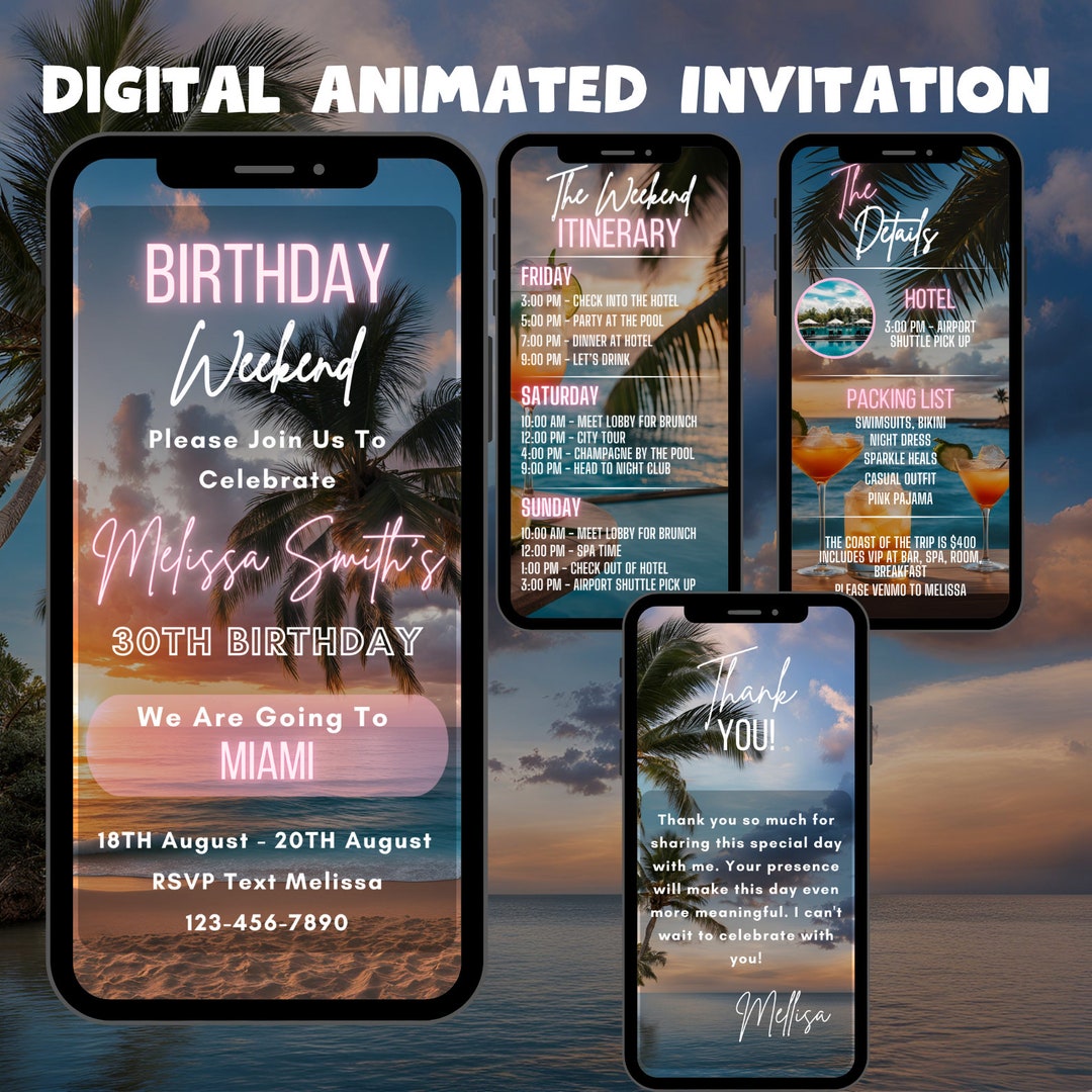 Editable Birthday Weekend Itinerary, Birthday Weekend, Digital Birthday ...