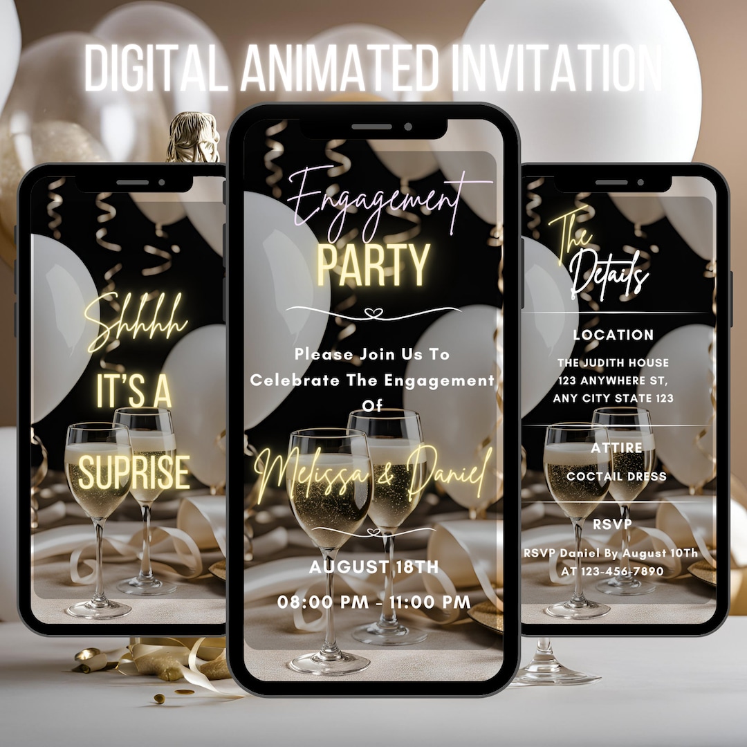 Editable Engagement Invitation, Animated Digital Engagement Invite ...