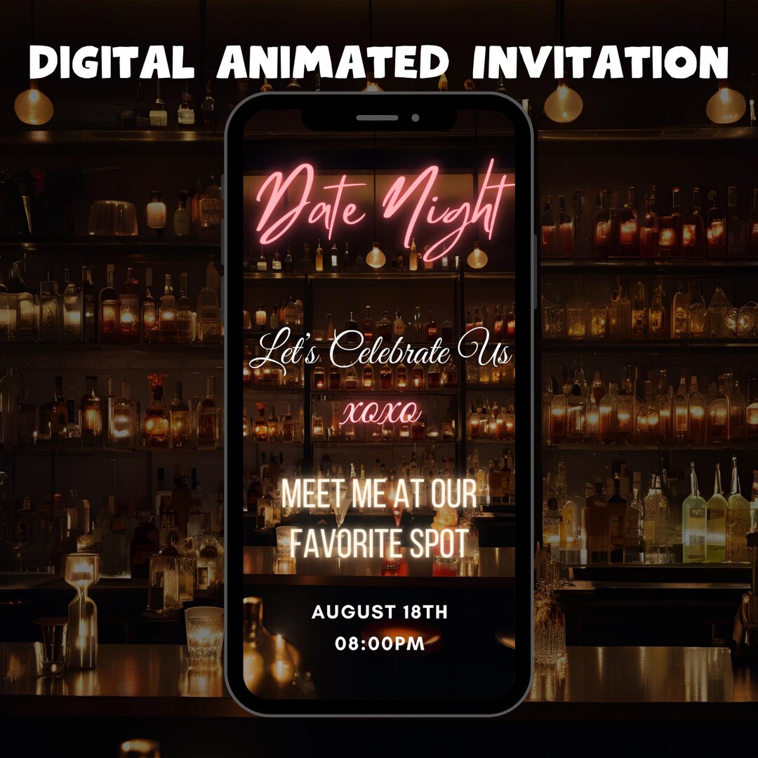 Editable Date Night Invitation Night Out, Animated Couple Date Invite ...