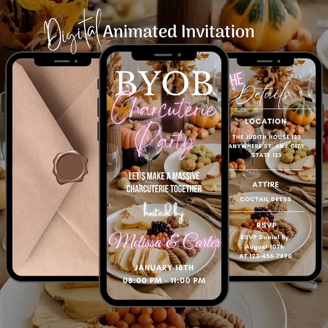 Editable Bring a Own Board Party Video Invitation, BYOB Night Animated ...