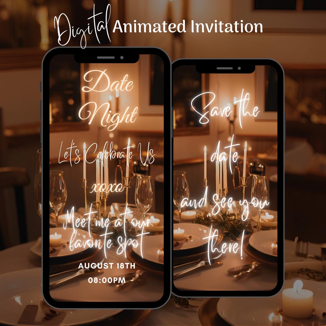 Editable Date Night Invitation Night Out, Animated Couple Date Invite ...