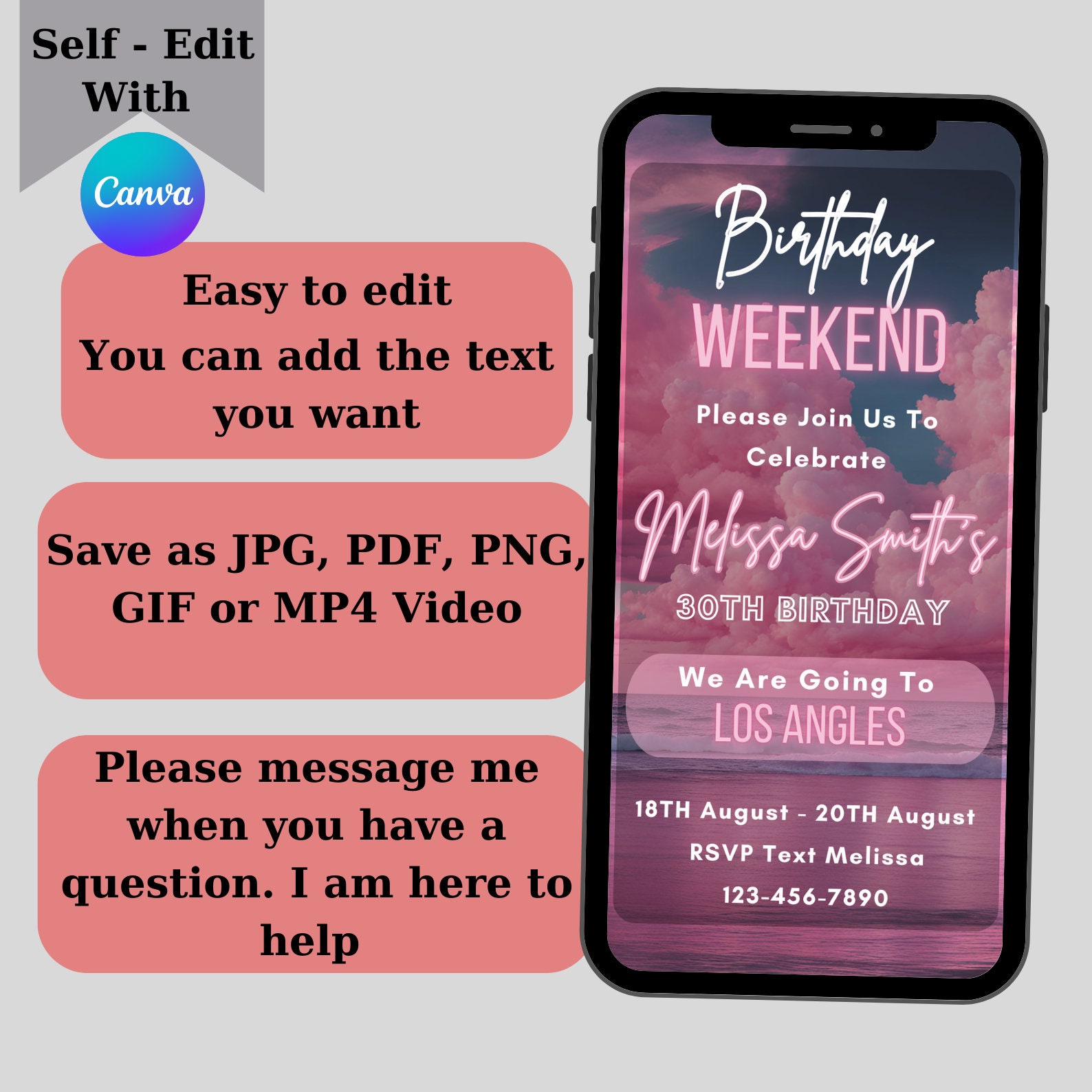 Editable Birthday Weekend Itinerary, Birthday Weekend, Digital Birthday ...