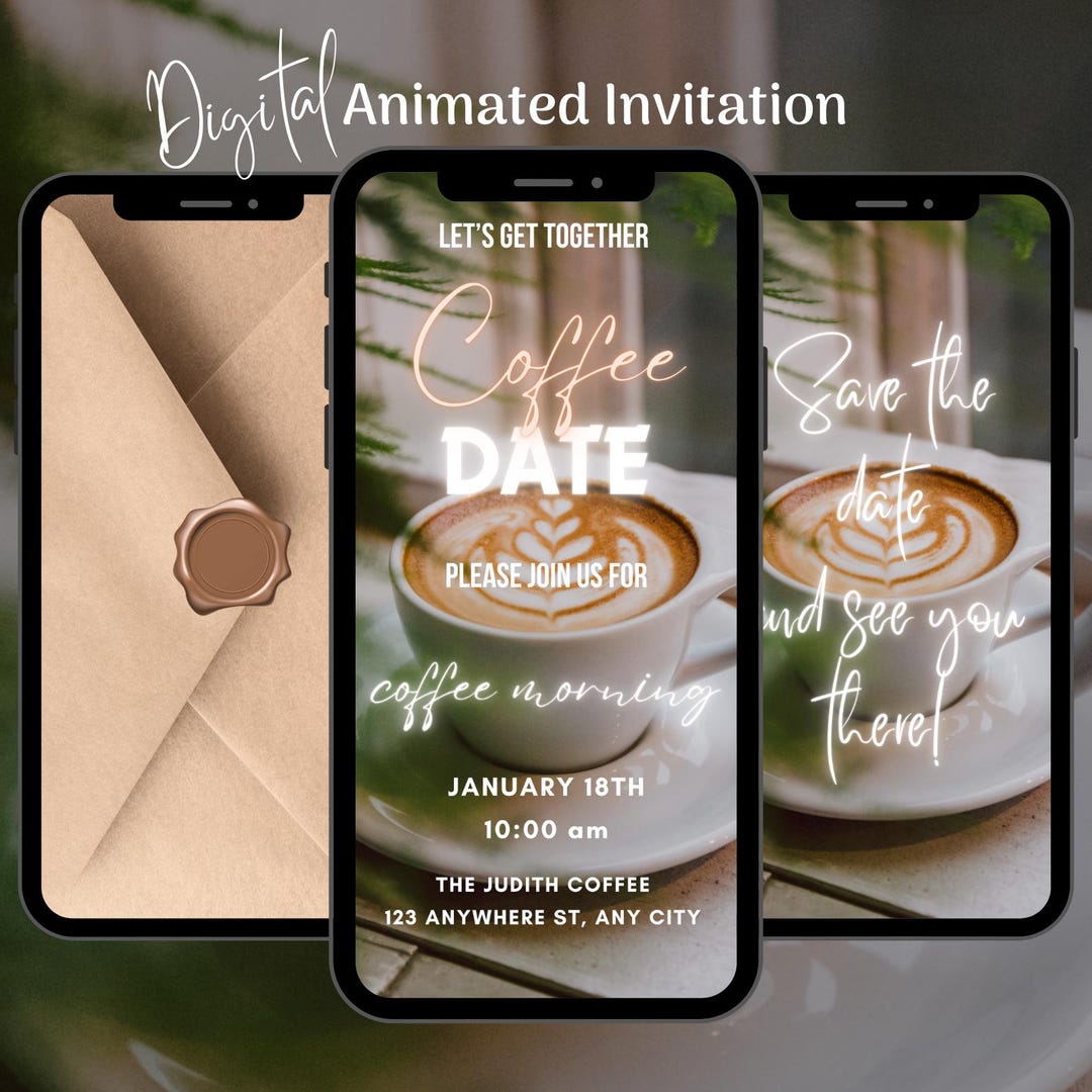 Editable Coffee Meeting Invitation, Animated Coffee Date Meet up Invite ...