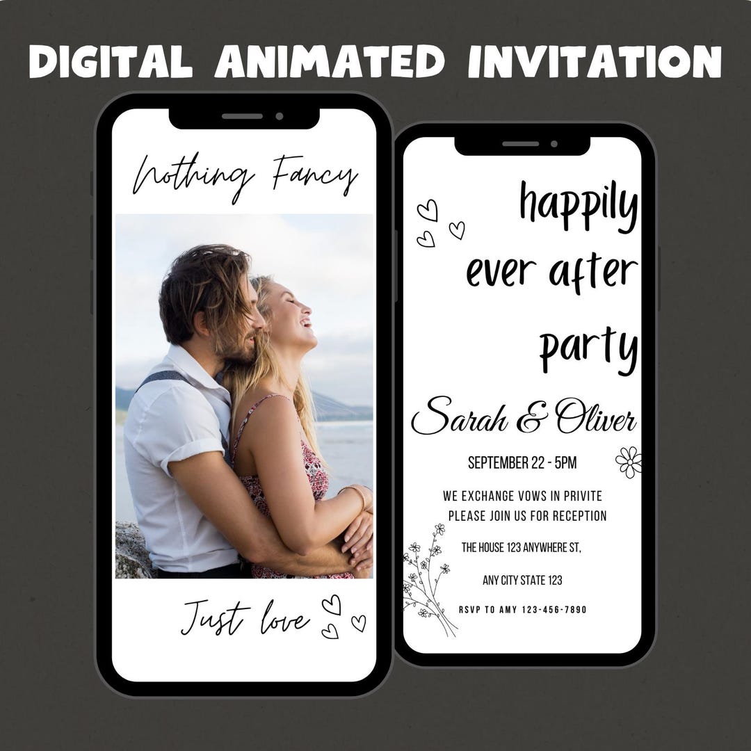 Editable Wedding After Party Invitation, Elopement Reception Animated ...