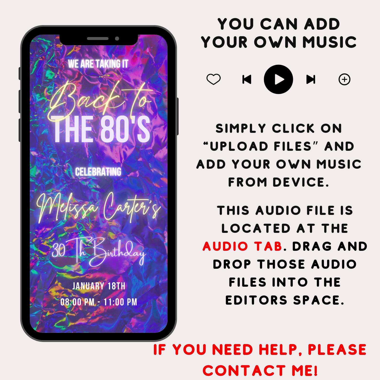 Digital Back to the 80s Party Invitation Template, Editable 80s Party ...