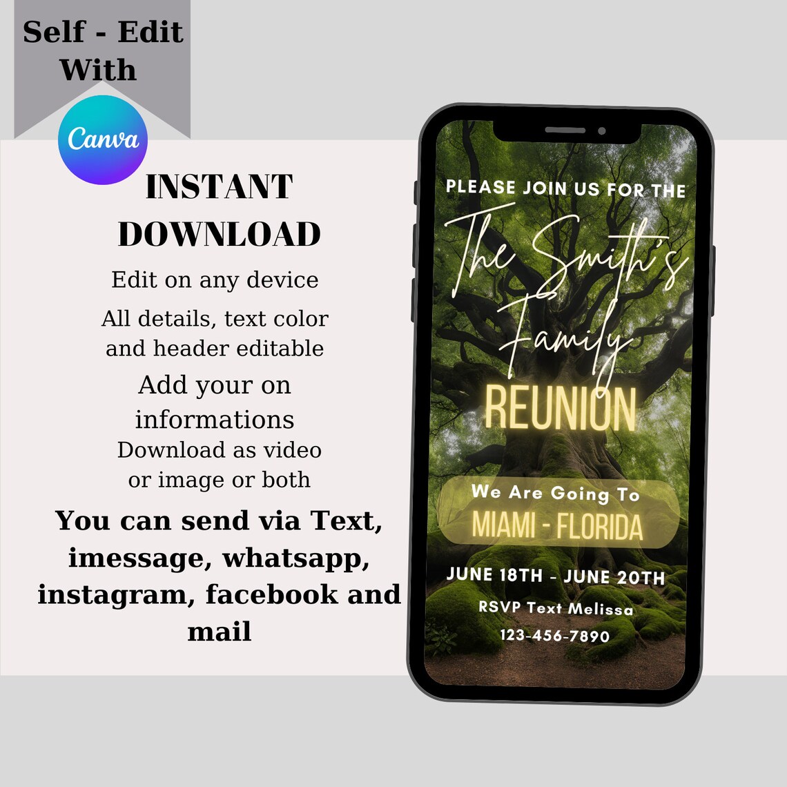 Editable Digital Family Reunion Itinerary, Family Tree, Animated Family ...