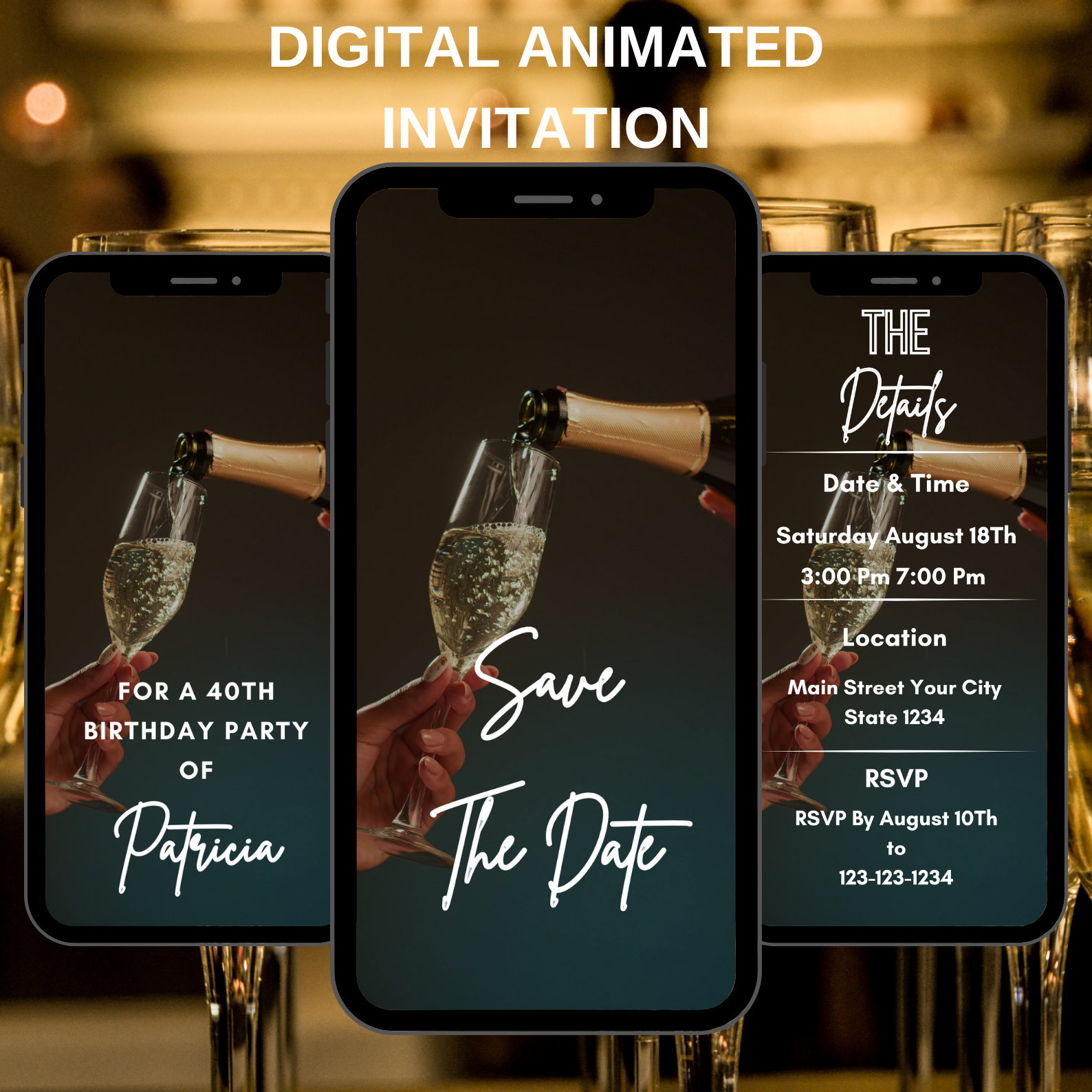 Editable Digital Animated Save the Date Birthday Invitation Template ...