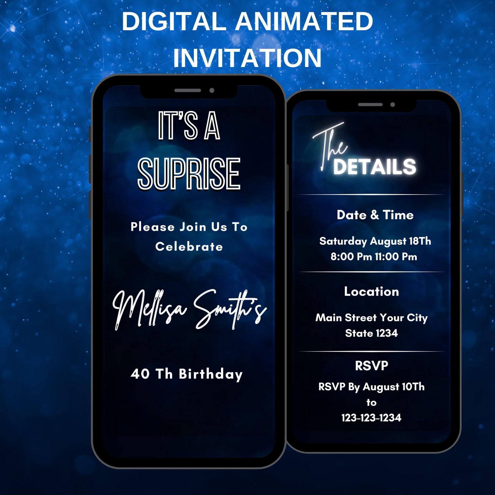 Editable Blue Suprise Party Invitation, Suprise Birthday, Digital ...