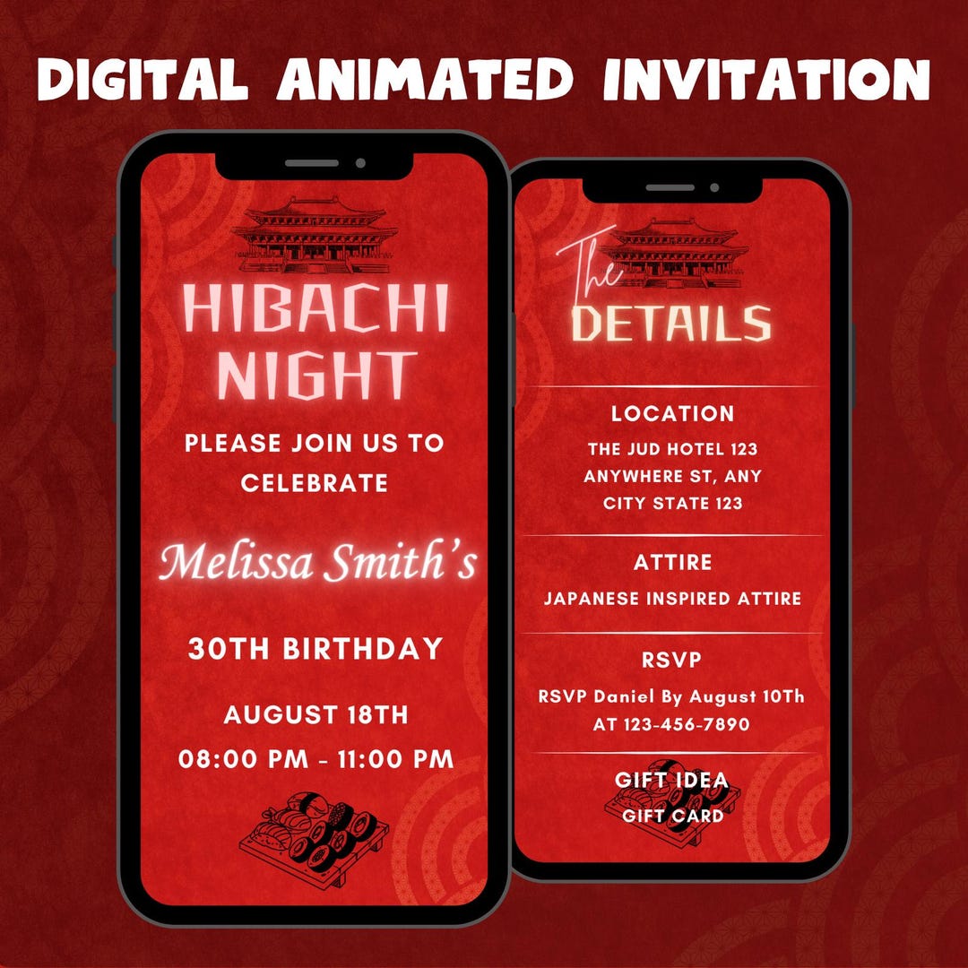 Editable Hibachi Party Invitation, Hibachi Birthday Dinner Animated ...
