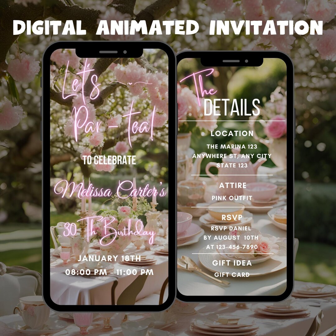 Editable Tea Party Birthday Invitation, Floral Ladies Brunch Party ...