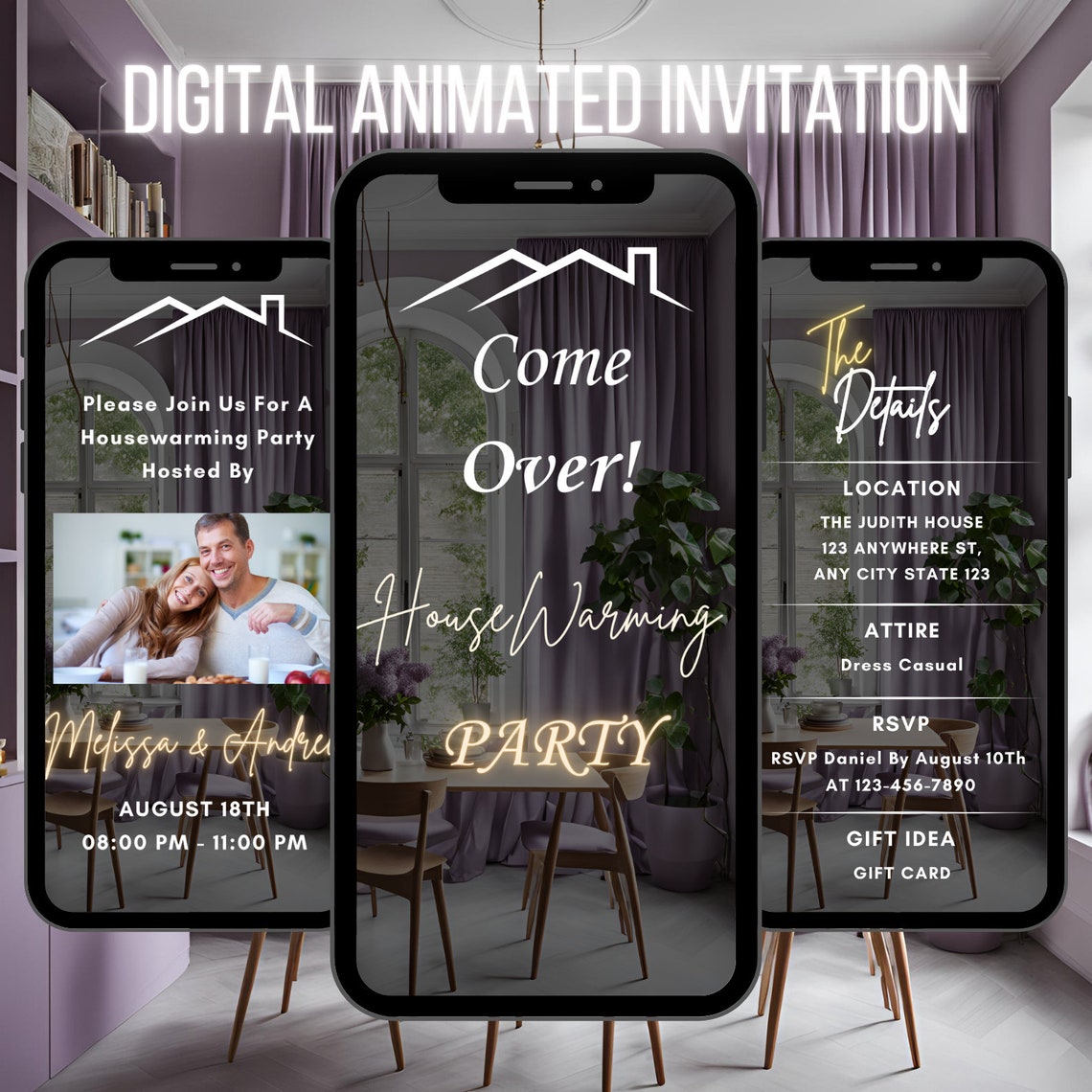 Digital Housewarming Party Invitation, Animated House Warming Invite ...