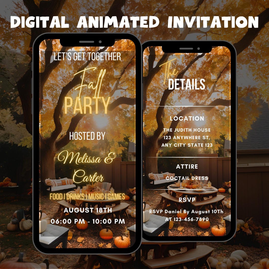 Editable Fall Harvest Party Invite, Digital Autumn Theme Invitation ...
