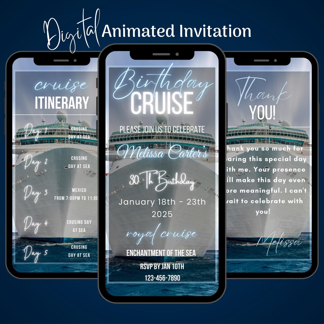 Animated Birthday Cruise Invitation, Editable Cruise Party Video Invite ...