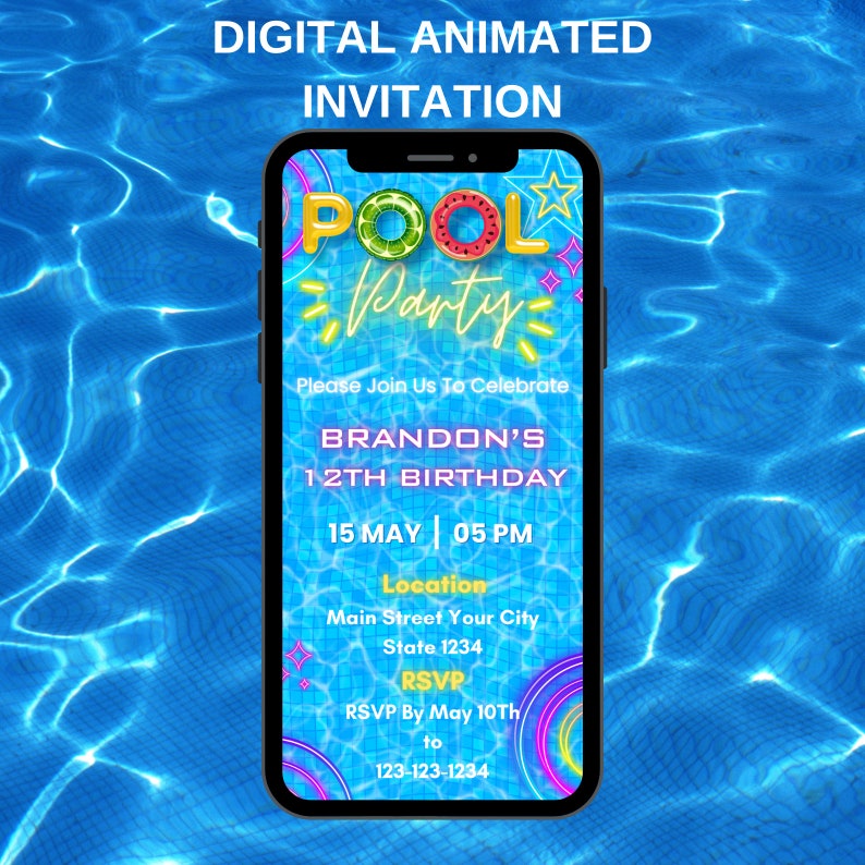 Editable Pool Party Invitation, Editable Birthday Party Invitation ...