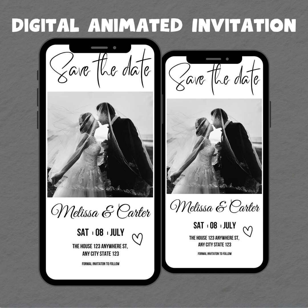 Editable Minimal Wedding Save the Date Invitation, Animated Wedding ...