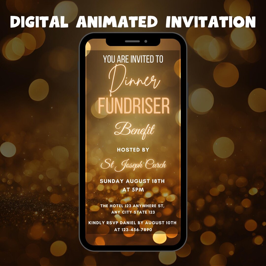 Editable Fundraising Event Invite Template, Digital Animated Charity ...