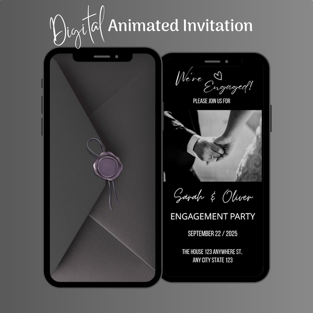 Animated Engagement Party Video Invitation, Editable Elegant Minimalist ...
