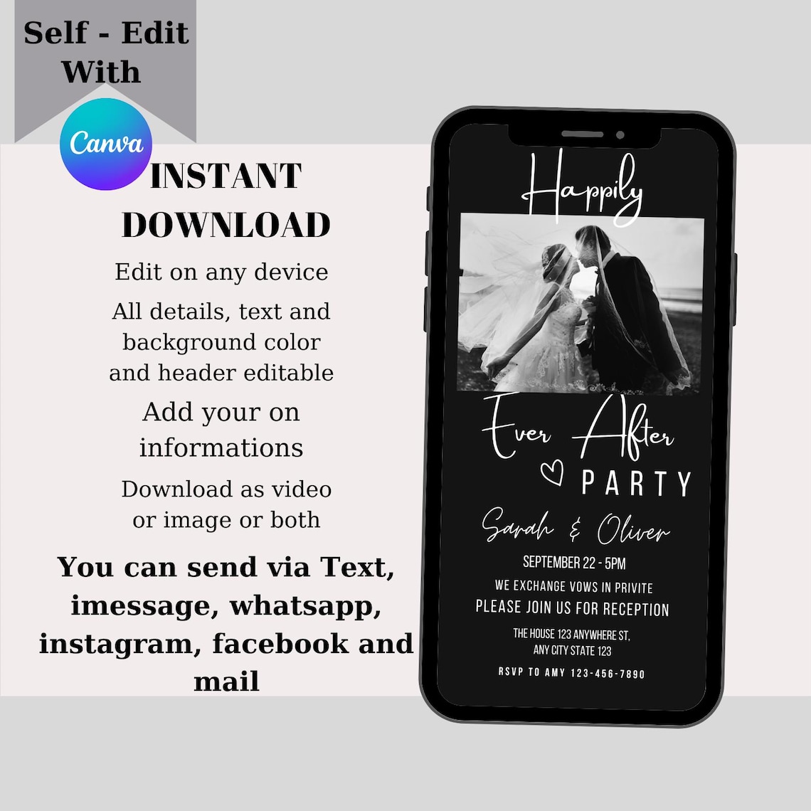 Editable Wedding After Party Invitation, Reception Party Animated ...