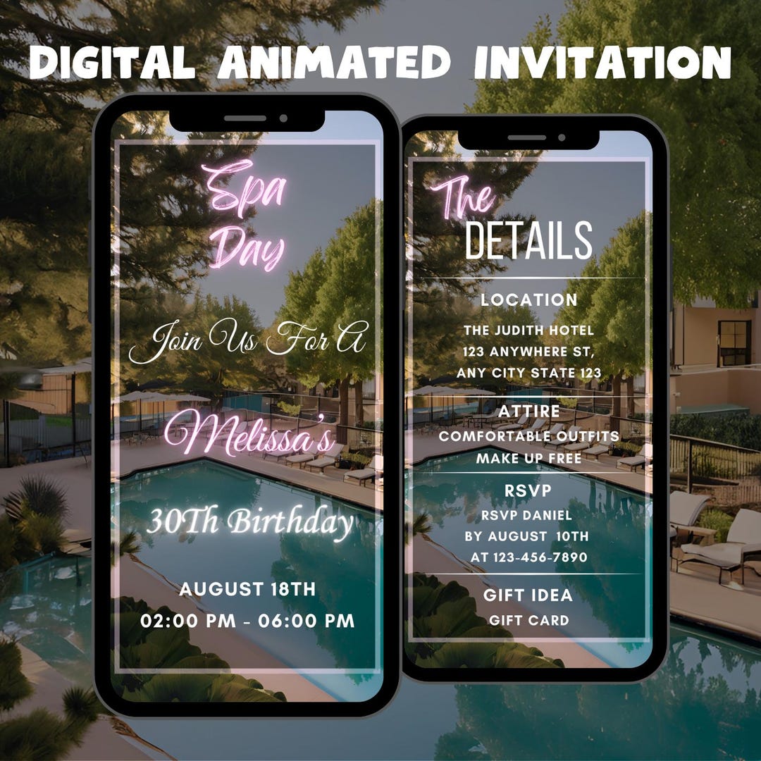 Editable Spa Day Invitation, Spa Birthday Itinerary, Digital Invitation ...