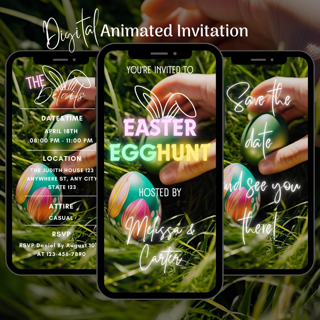 Digital Easter Egg Hunt Invitation, Editable Colorful Easter Party ...