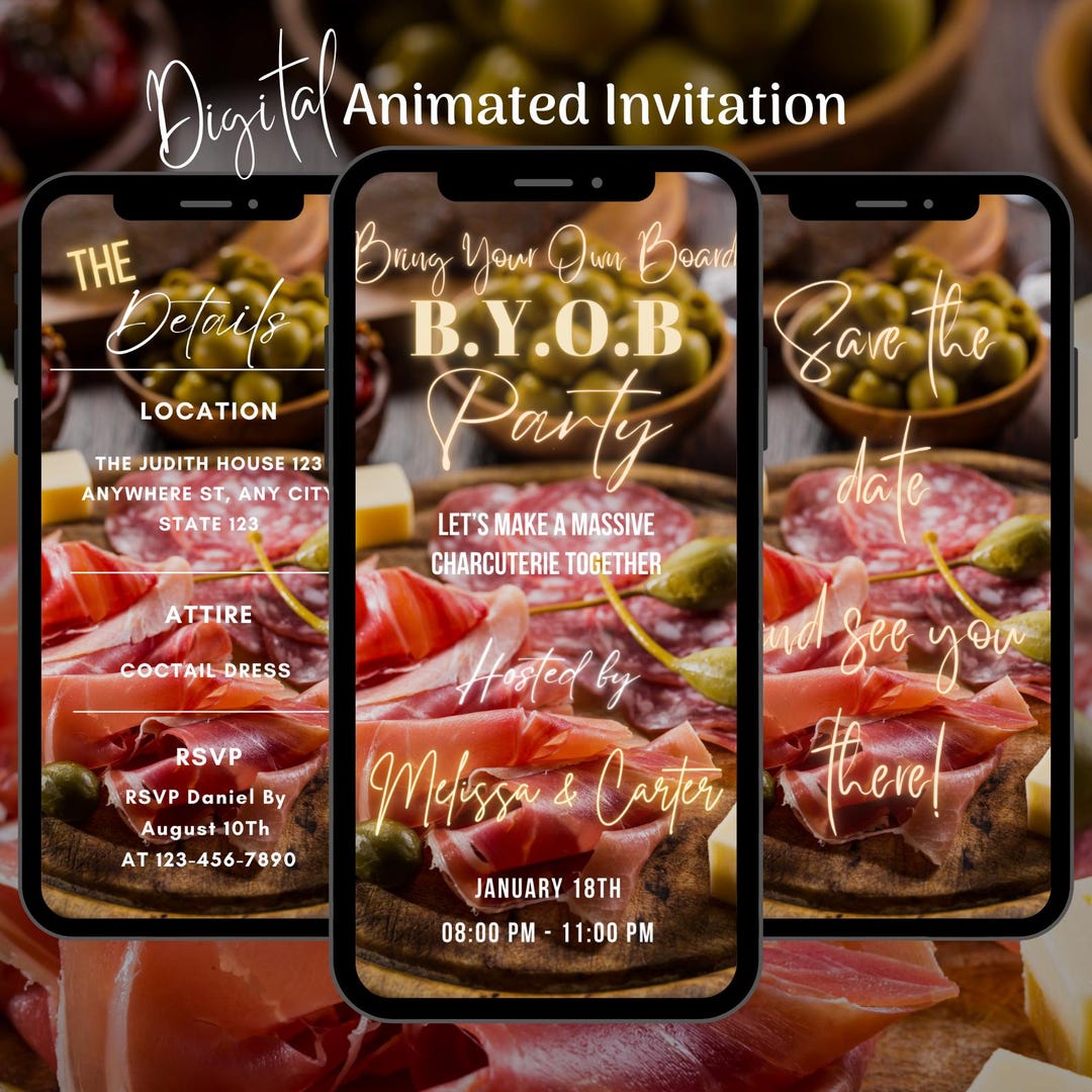 Digital BYOB Birthday Party Invitation, Animated Board Party Video ...