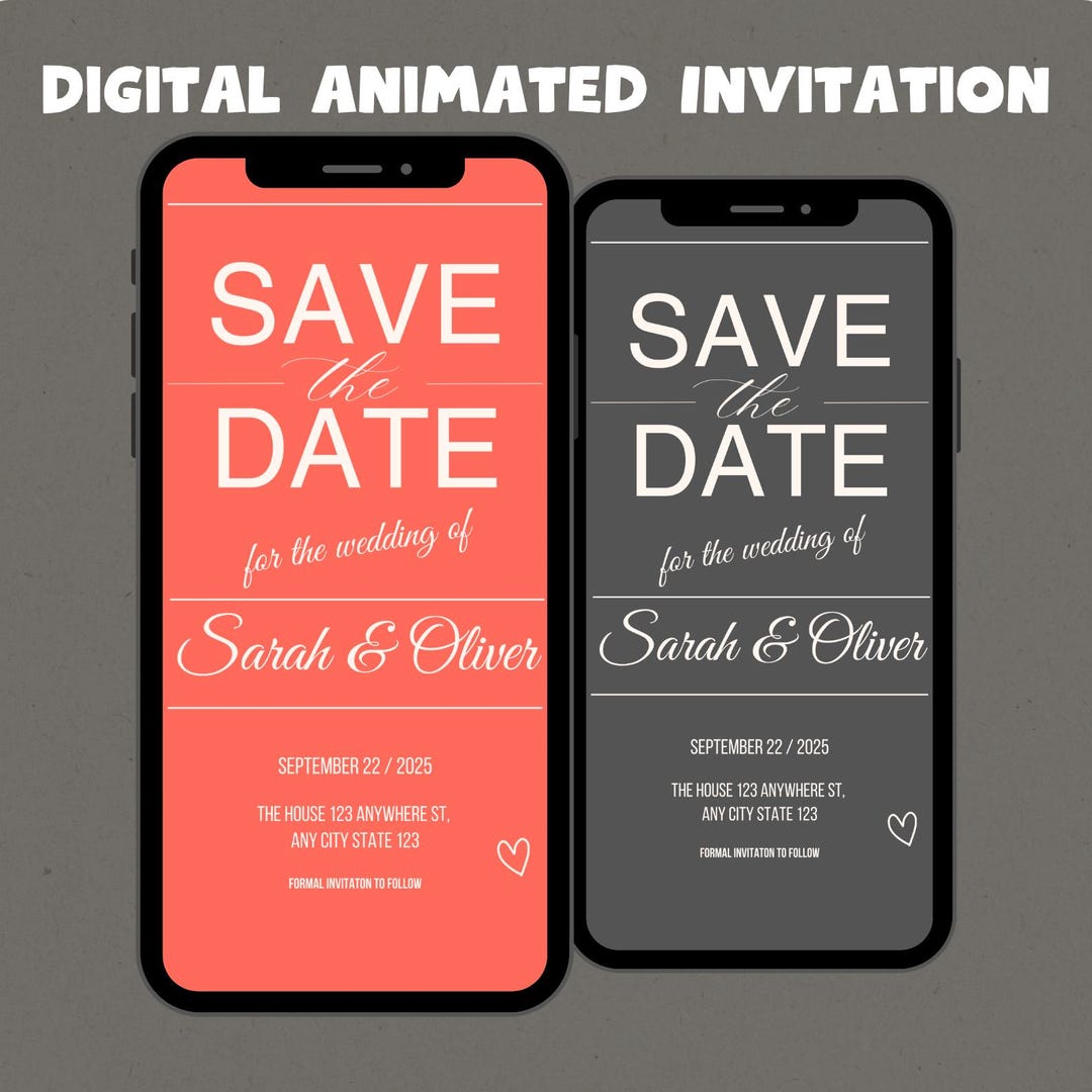 Editable Save the Date Digital Invitaton, Minimal Wedding Animated ...
