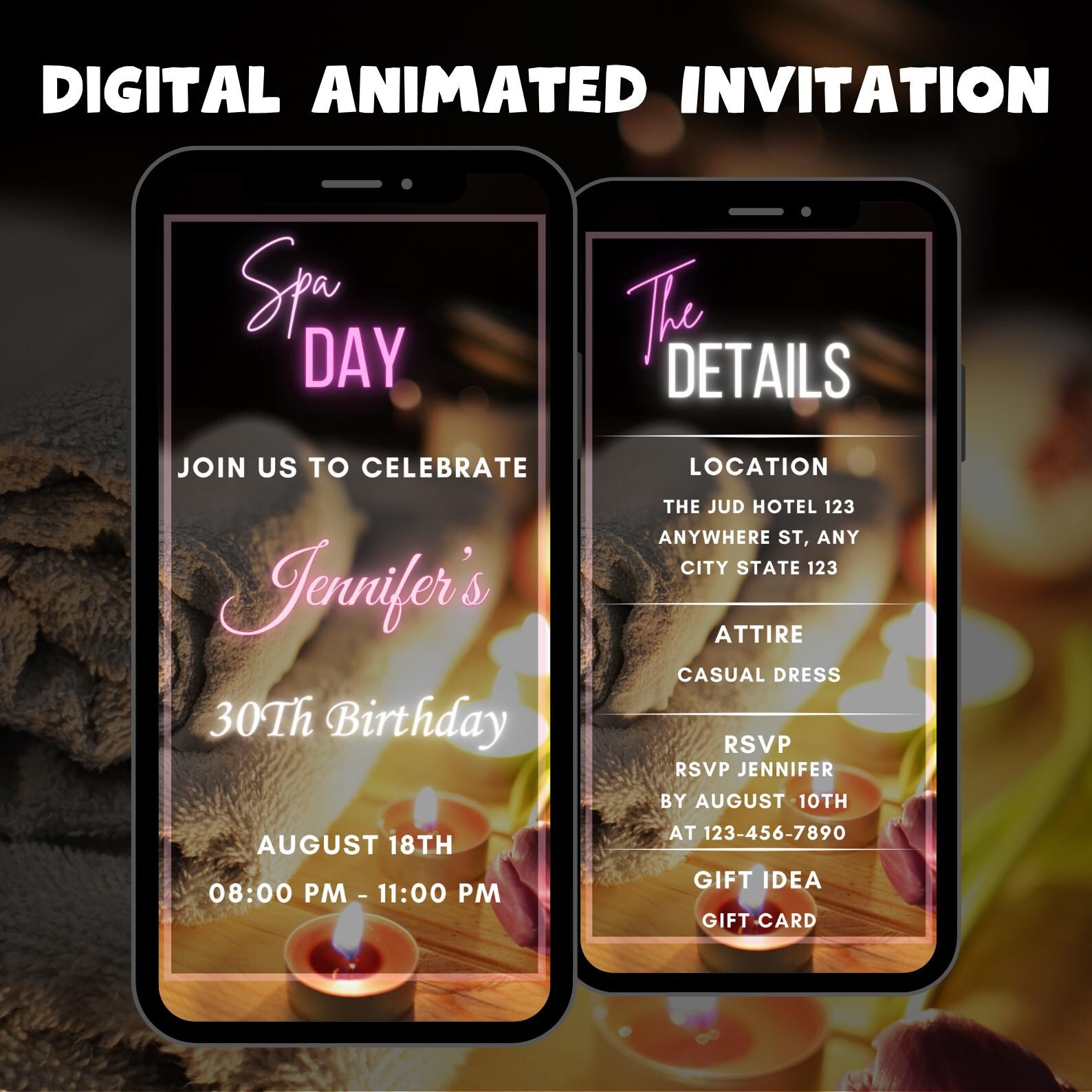 Editable Spa Day Invitation, Spa Birthday Itinerary, Digital Invitation ...