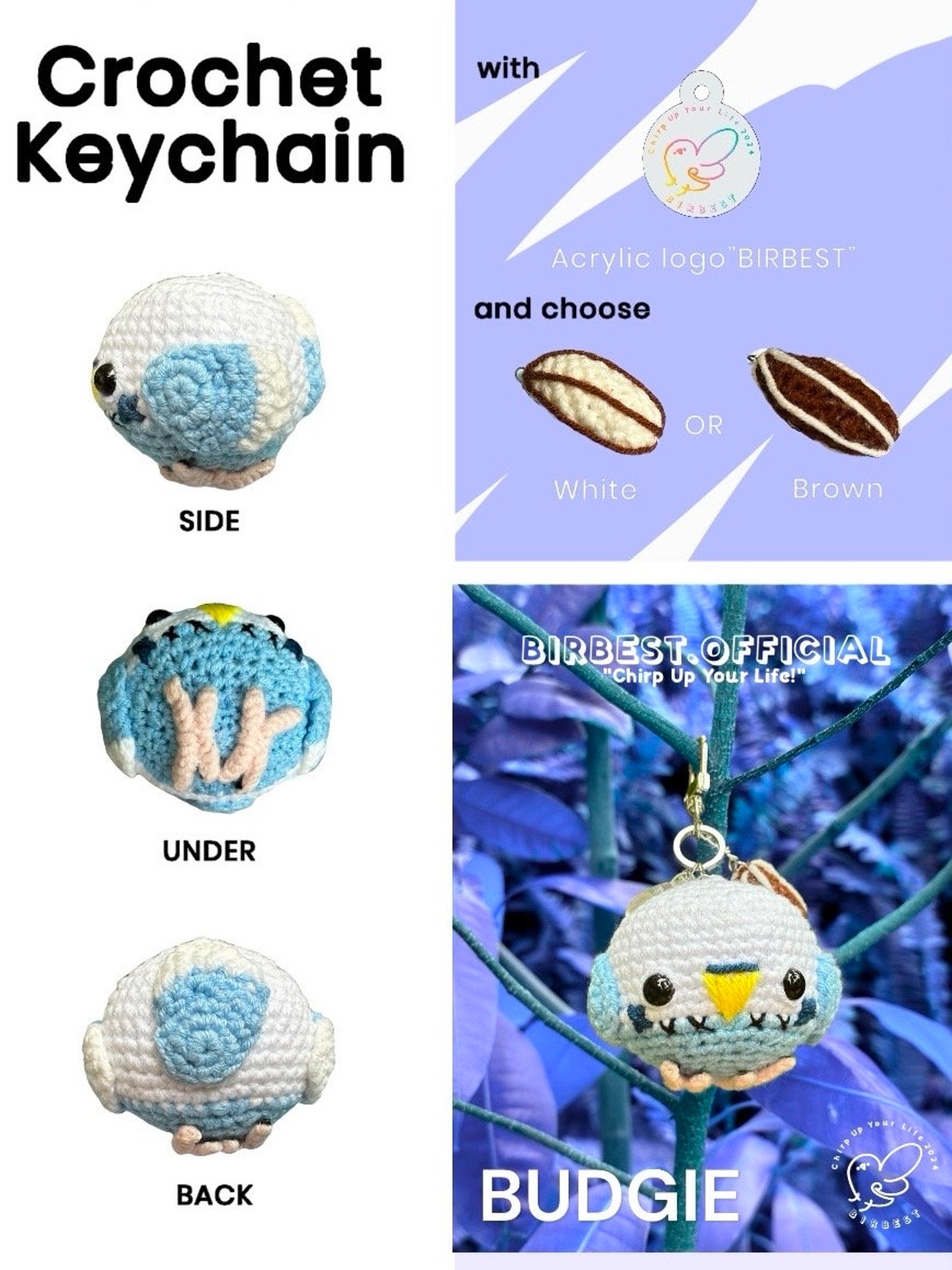 Handmade Budgie Crochet Keychain: Bird Lover Gift - Etsy